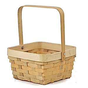 The Lucky Clover Trading Small Swing Handle Bamboo Basket - Honey - 6in