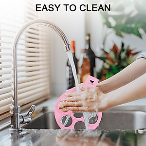 BASEPOW 3 Pcs Silicone Pancake Mold,Flip N Cook Pancake Maker,Reusable Egg Mold Ring Pancake Maker (Pink)