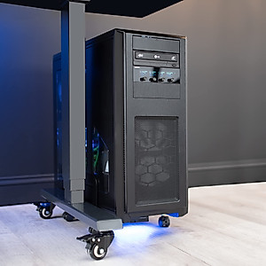 VIVO Large Computer Tower Desktop ATX-Case, CPU Steel Rolling Stand, 7.8 to 14 inch Wide Adjustable Mobile Cart Holder with Locking Caster Wheels, Gaming PC Holder, Black, CART-PC01L