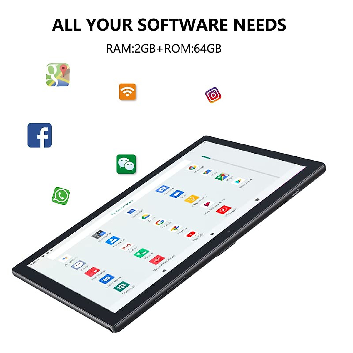 10 Inch Tablet, 64GB Storage Tablets, Android 11 Tab, 512GB Expandable, 8MP+2MP Camera, 1.5Ghz CPU Quad-Core Processor, 2GB RAM WiFi 6000mAh Battery, 10.1'' HD 1280*800 IPS Touch Screen Google Tablet