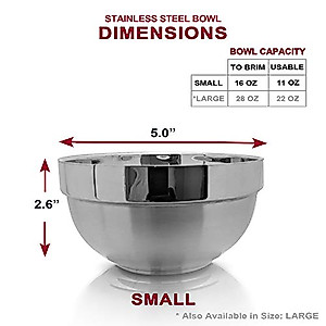Heat Insulated 304 Stainless Steel Bowls, Double Walled, Multipurpose Rice Ice Cream Kids Snacks, 4 Pack, SMALL (16 oz)