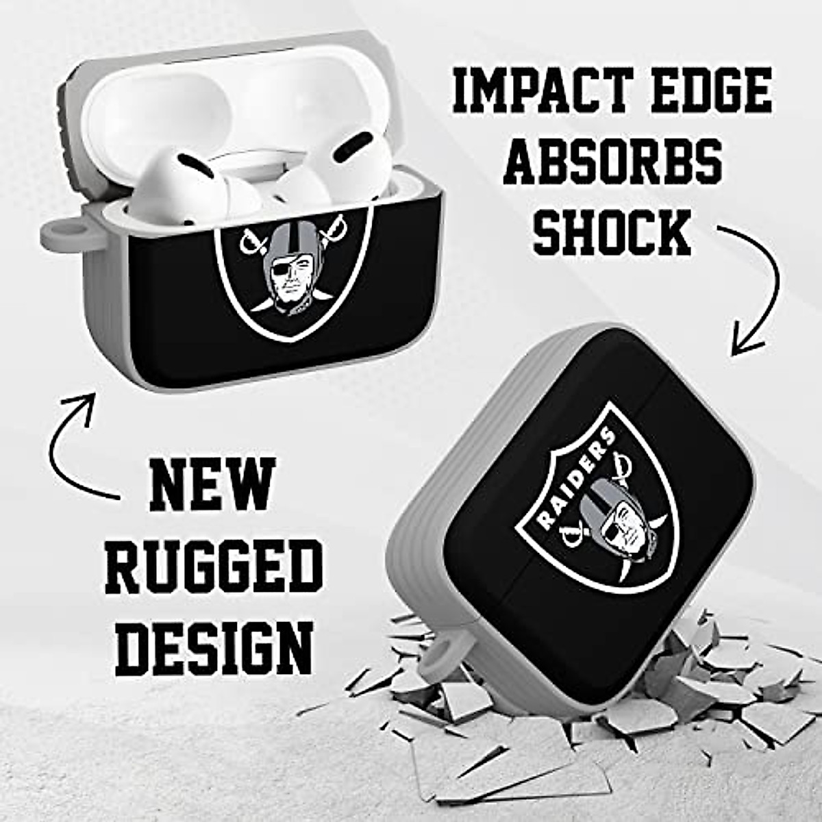 GAME TIME Las Vegas Raiders HDX Case Cover Compatible with Apple AirPods Pro 1 & 2 (Classic)