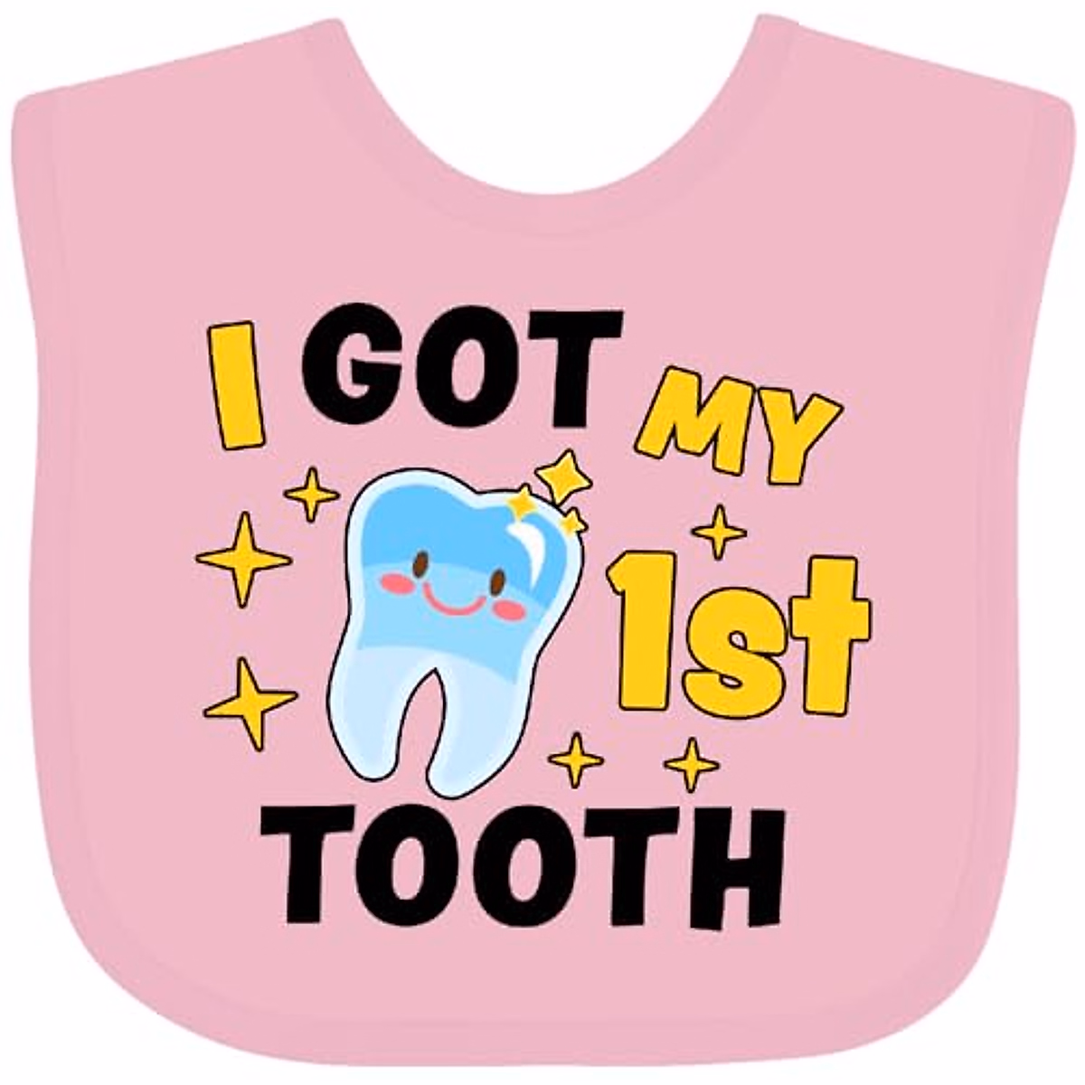 inktastic I Got My 1st Tooth with Cute Tooth Baby Baby Bib Pink 33730