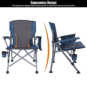 REDCAMP Oversized Camping Chairs for Adults 2 Pack, Heavy Duty Hard Arm Portable Folding Chairs for Outside, Firm Hunting Outdoor Sports Chairs for Big and Tall Person
