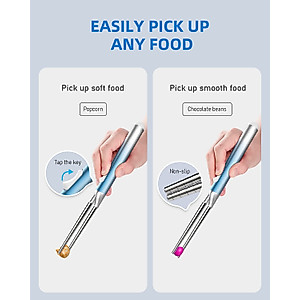 IROJEEF Autosticks Chopsticks Metal Chopsticks Set Chopsticks Reusable kids Chopsticks Press Chopsticks Beginner Chopsticks Easy Chopsticks Super portable Easy to Clean (Blue)