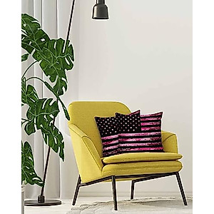 Set of 2 Throw Pillow Covers Square for Home Decor, Camo Independence Day American Flag Patriotic 18x18 Inch Cotton Reversible Pillow Case Sofa Soft Cushion Cases for Bedroom Couch Bed Car Chair