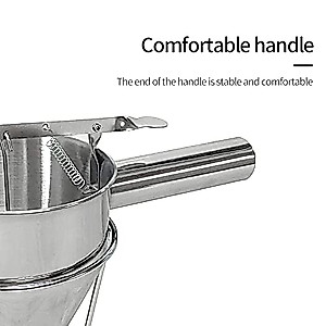 Mvckyi Pancake Batter Dispenser with Stand, Multifunction Stainless Steel Dispenser Funnel for Filling Cupcakes Pancakes Takoyaki or Any Baked Food Kitchen