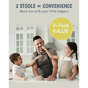 Wooden Toddler Step Stool for Kids 2 Pack - Non Slip Unfinished Wood Single Step Stools for Children - Ideal for Child Toilet, Bathroom, Kitchen, Sink, Potty Stool - Holds 200lbs