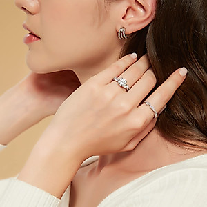 Mameloly 1.5ct Wedding Rings for Women Round Bridal Ring Sets Plated Horse Eye Cubic Zirconia Engagement Rings Twisting Infinity Pave Set Size 8