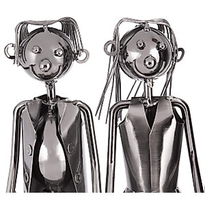 BRUBAKER Bottle Holder Wine - Couple with Dog - Decoration Object Metal - Bottle Stand with Greeting Card