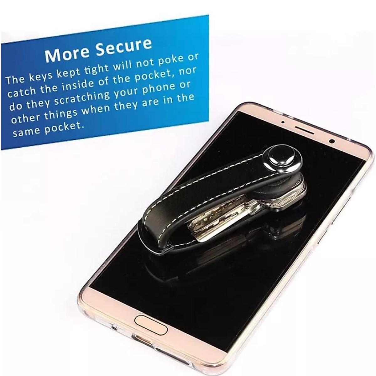 Leather Key Organizer, Minimalist Key Chain, Compact key holder, Smart keychain (RED)