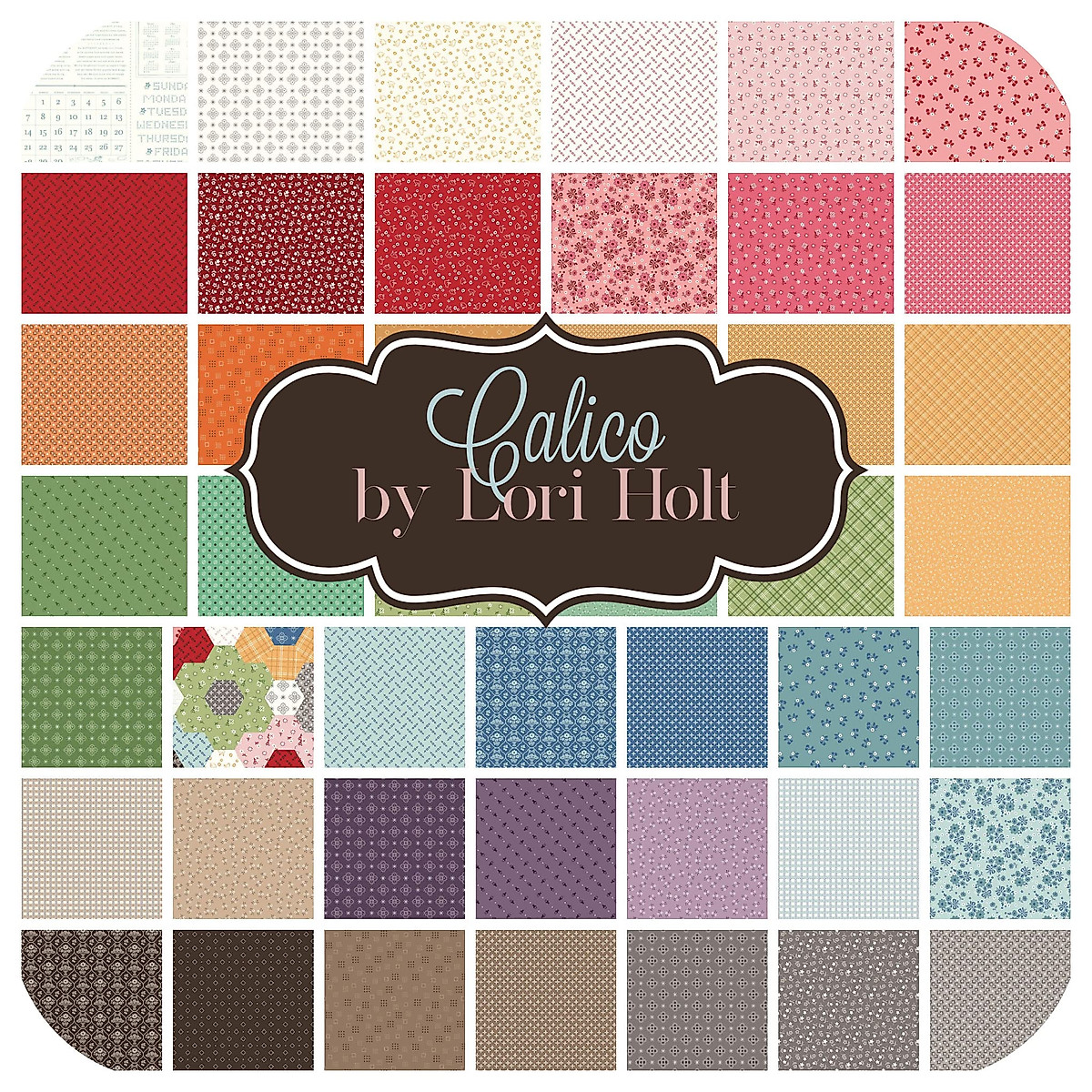 Calico Fat Quarter Bundle (37 Pieces) by Lori Holt for Riley Blake 18 x 21 inches (45.72 cm x 53.34 cm) Fabric cuts DIY Quilt Fabric