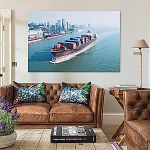 Posters Room Poster Aesthetic Container Cargo Ship Art Poster Harbor Terminal Landscape Poster Canvas Painting Posters And Prints Wall Art Pictures for Living Room Bedroom Decor 08x12inch(20x30cm) Un