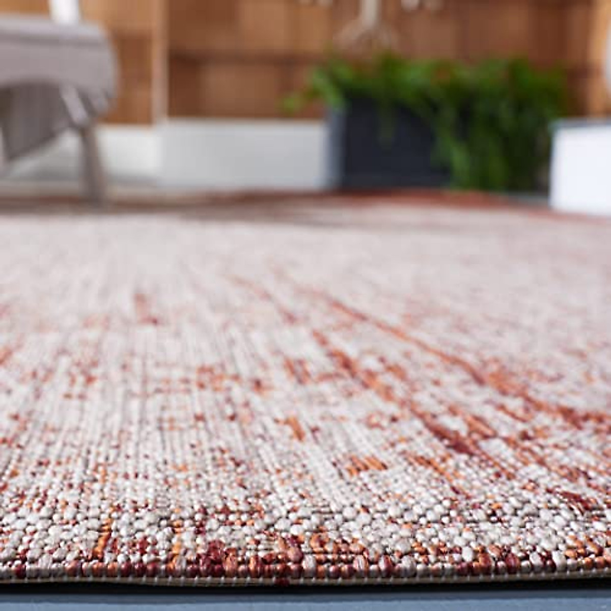 SAFAVIEH Courtyard Collection 9' x 12' Beige/Red CY8893 Indoor/ Outdoor Waterproof Easy-Cleaning Patio Backyard Mudroom Area-Rug