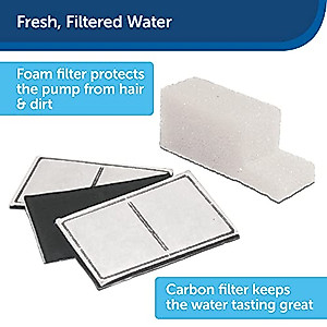 PetSafe Drinkwell Replacement Filter Kit for the Everflow and Outdoor Dog And Cat Water Fountains, Kit Contains 3 Dual Cell Carbon Filters and 1 Foam Pre-Filter - PAC00-13192