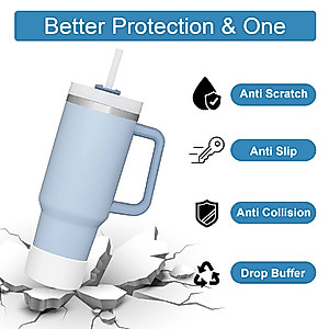 8PCS Cup Accessories Set for Stanley Cup H2.0, Including 2 Pcs Straw Cover Cap for 9-10 mm Straw, 4 Silicone Spill Proof topper, 2 Pcs Silicone Boot for Stanley 40 oz 30 oz 20 oz Tumbler with handle