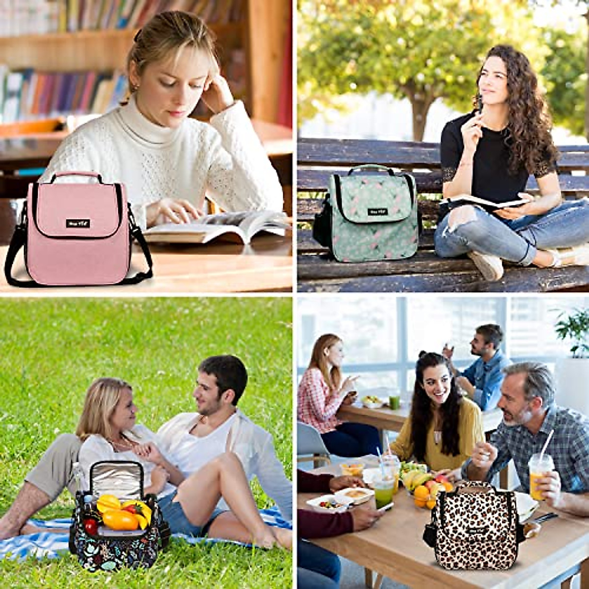 Hap Tim Lunch Box for Women & Men, Insulated Lunchbox for Adults, Reusable Lunch Bag for Work, Picnic or Travel, Black Floral (16050-BF)