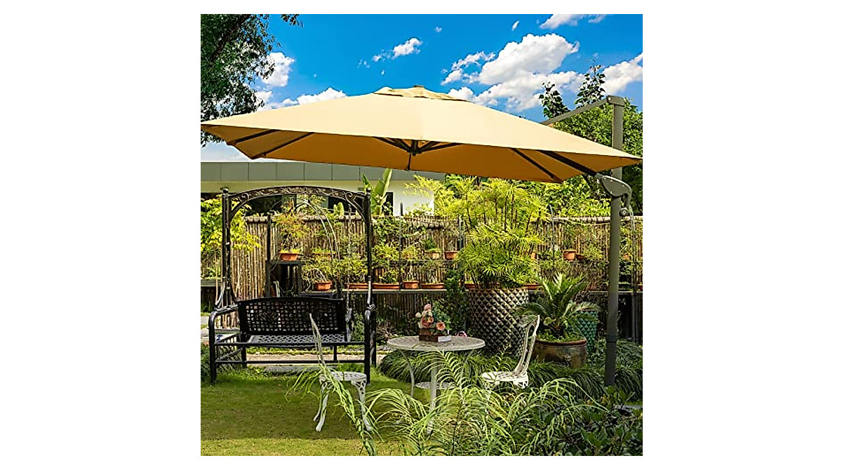 Sunnyglade 10x13ft Cantilever Patio Umbrella - 360° Rotation & Tilt