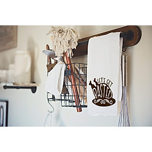 Handmade Funny Kitchen Towel - Let's Get Basted Funny Hand Towel for Thanksgiving, Holidays - 28x28 Inch Perfect for Chef Hostess Housewarming Christmas Mother's Day Birthday Gift (Lets Get Basted)