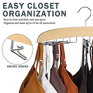 2 Pieces Space Saving Bra Organizer with Wood Tank Top Hanger Closet Organizer Hangers Natural Wood Bra Holder Hanger Closet Organizer and Storage Rack for Bras, Tank Tops, Camisoles