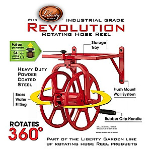 Liberty GARDEN 713 Revolution Multi-Directional Garden Hose Reel, Red