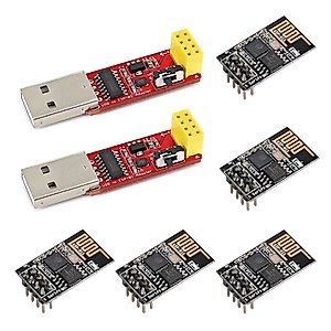 Wishiot 5pcs ESP8266 ESP-01S 4MB WiFi Wireless Serial Transceiver Module with 2pcs USB to ESP-01S Adapter Programmer CH340G UART PORG