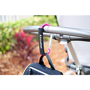 Primo Passi - Large Stroller Hook | 2 Large Stroller Organizer Hook Clip for Purse Shopping and Diaper Bags | Stroller Hanger - Pink