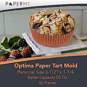 Round Paper Baking Mold 50pc, Disposable Eco- Friendly bakeware tart pans & Pie pan, Microwave Freezer Oven Safe, Providing Beautiful Forms for Bake & Serve, 3.5” x 1.25" 5oz