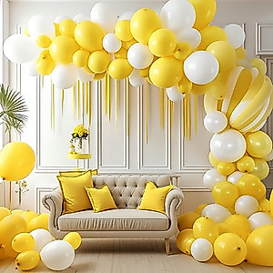 RUBFAC 87pcs Yellow Balloons Different Sizes 18 12 10 5 Inches for Garland Arch, Premium Yellow Latex Balloons for Birthday Wedding Baby Shower Bridal Shower Party Decorations