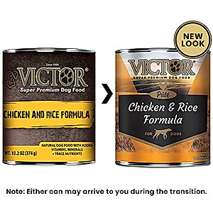 Victor Super Premium Dog Food – Chicken and Rice Formula Pâté – Canned Wet Adult Dog and Puppy Food - All Breed Sizes, 12 x 13.2 oz Cans