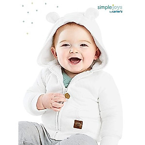 Simple Joys by Carter's Unisex Babies' Hooded Sweater Jacket with Sherpa Lining, Oatmeal, 6-9 Months