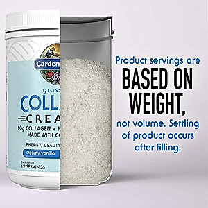 Garden of Life Grass Fed Collagen Creamer Powder - Creamy Vanilla, 12 Servings, Collagen Powder for Coffee Energy Beauty Joints, Collagen Peptides Powder, Coconut MCTs, Collagen Protein Supplements