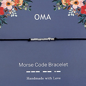 ENSIANTH Oma Gift Grandma Gift Morse Code Bracelet Gift for Grandma Mother’s Day Gift Grandma Bracelet New Grandma Gift (Oma MC Bra)
