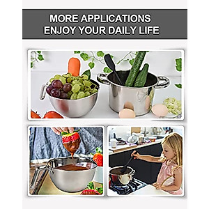 Marsheepy Double Boiler Pot Set,1250ML/1.1QT Mixing Bowl for Chocolate Melting, 2200ML/ 2QT 304 Stainless Steel Pot With Silicone Spatula for Melting Chocolate, Candy, Candle, Soap, Wax