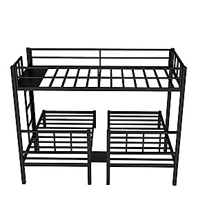 Harper & Bright Designs Triple Bunk Beds, Metal Triple Bunk Bed Twin Over Twin & Twin Size, 3 Bed Bunk Beds for Kids, Teens,Can be Separated into 3 Twin Beds, Black