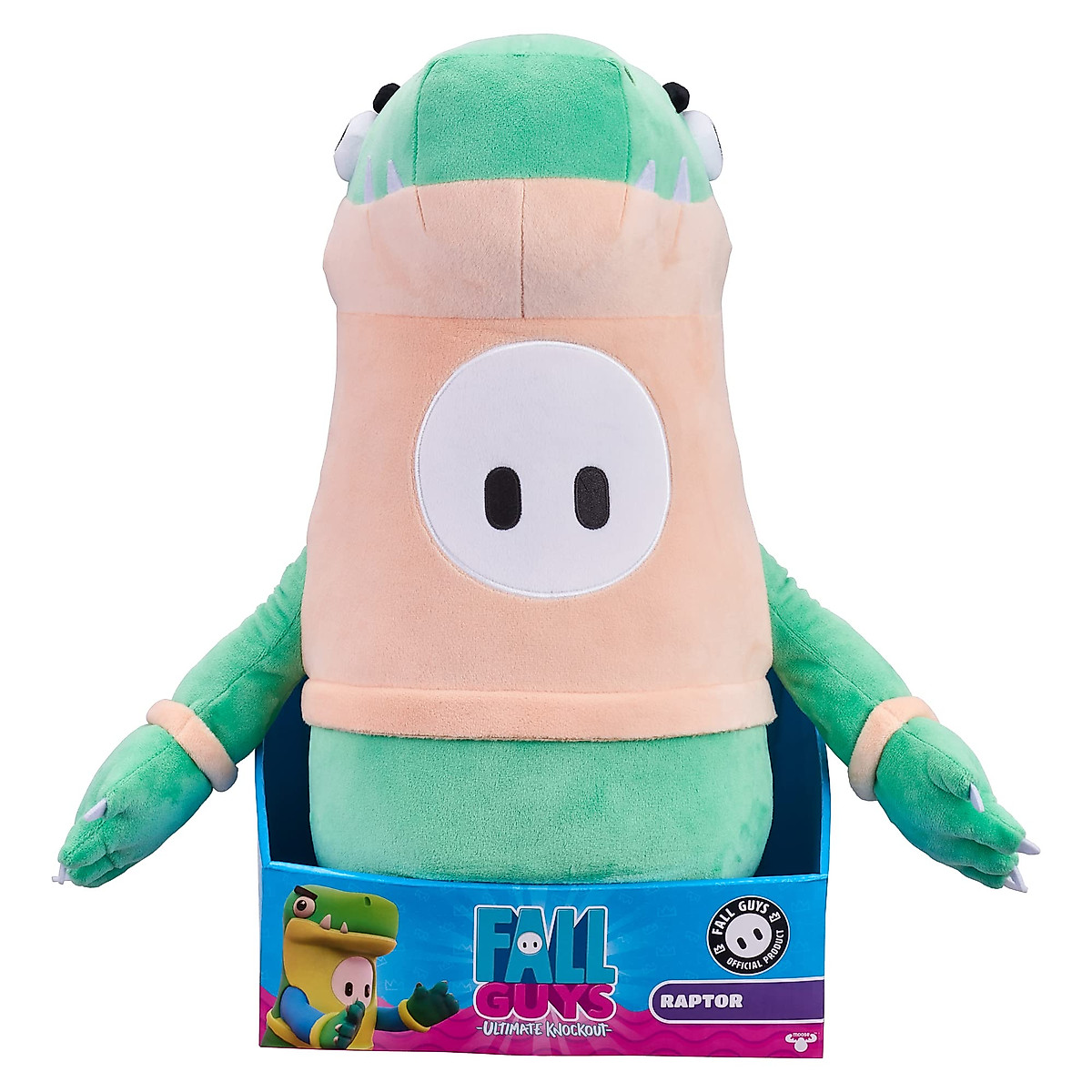 FALL GUYS Moose Toys - Raptor Bean Skin - Official Collectable 18" Large Super Soft Cuddly Deluxe Plush Toys from The Ultimate Knockout Video Game 2 Characters to Collect Series 1, Multicolor (62553)