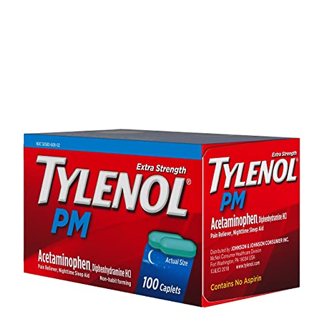 Tylenol PM Extra Strength Pain Reliever & Sleep Aid Caplets, 500 mg Acetaminophen, 100 ct