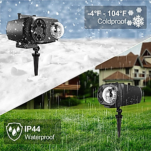 Christmas Projector Lights Outdoor, Brightness Increase HD 2-in-1 Ocean Wave Snowflake LED Holiday Projector Lights Indoor 12 Slides * 8 Patterns, Waterproof for Party Garden Landscape