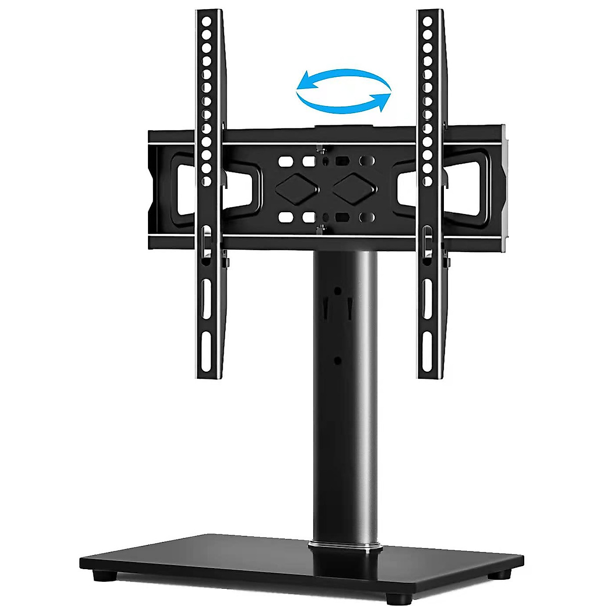 Universal Swivel TV Stand/Base Table Top TV Stand for 27 to 55 inch LCD LED TVs -Height Adjustable TV Base Stand TV Mount Stand with Tempered Glass Base & Wire Management,VESA 400x400mm