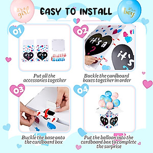 Ireer Gender Reveal Box with 16 Latex Gender Reveal Balloon 24 x 17 x 17 Inch Gender Reveal Balloon Box Boy or Girl Balloon Release Box Gender Reveal Ideas for Boy Girl Gender Reveal Party Supplies
