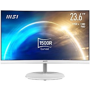MSI Pro MP241CAW, 24" Monitor, 1920 x 1080 (FHD), Curved VA, 75Hz, TUV Certified Eyesight Protection, 4ms, Displayport, HDMI, Tilt,White