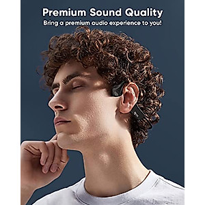 SAMVEK Wireless Headphones, Bone Conduction Bluetooth Headphones, IP65 Waterproof Open Ear Headset, Built-in Mic, Sweatproof Earbuds, Sport Earphones for Cycling, Workouts, Hiking