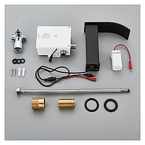 Matte Black Sensor Bathroom hot and Cold countertop Mounted Faucet Low Profile(Black)