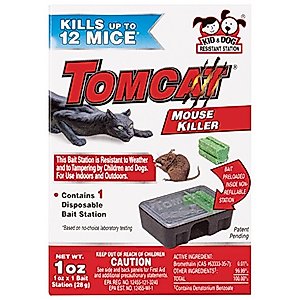 Tomcat Mouse Killer, 1-Pack (Kid and Dog Resistant Disposable Mouse Bait Station)