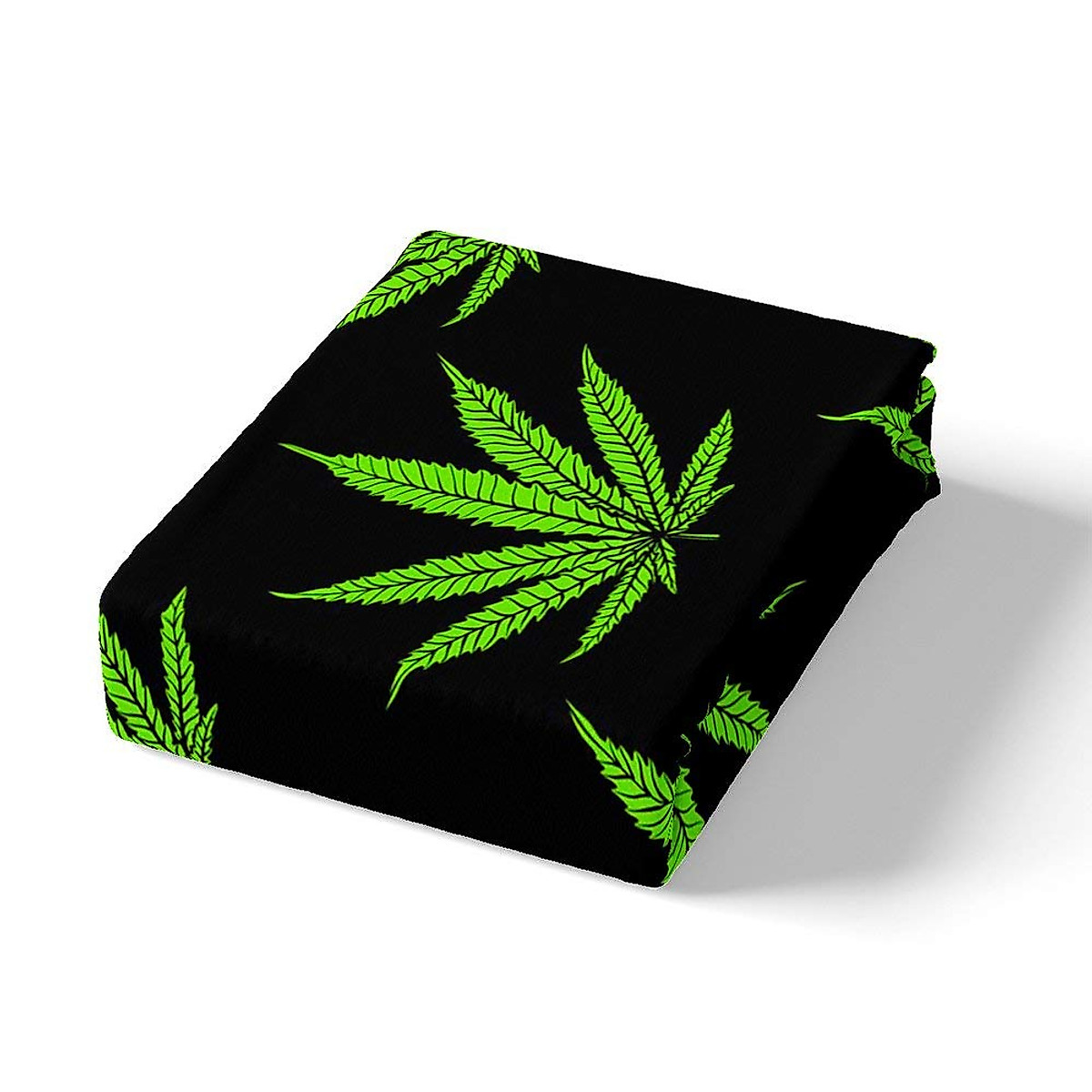 Erosebridal Marijuana Weed Leaves Bedding Set, Adult Cannabis Leaves Comforter Cover, Exotic Leaves Rustic Duvet Cover Twin Size, Soft Microfiber Bedspread Cover with Zipper Closure, Green Black