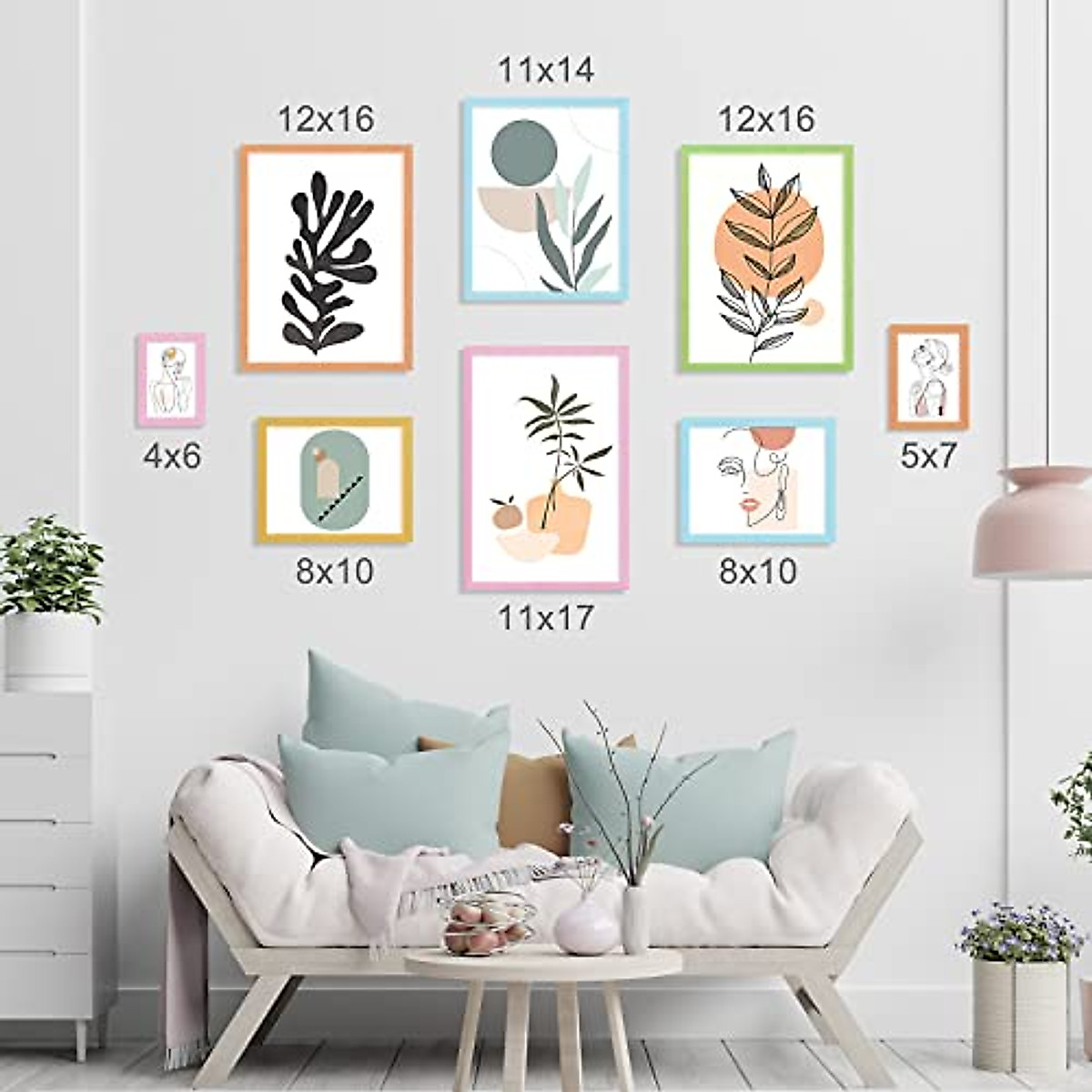 Minesaxel 4x6 Picture Frame Set of 5, Wall Gallery Photo Frames 4 by 6, Glittering Colorful Artwork Frame