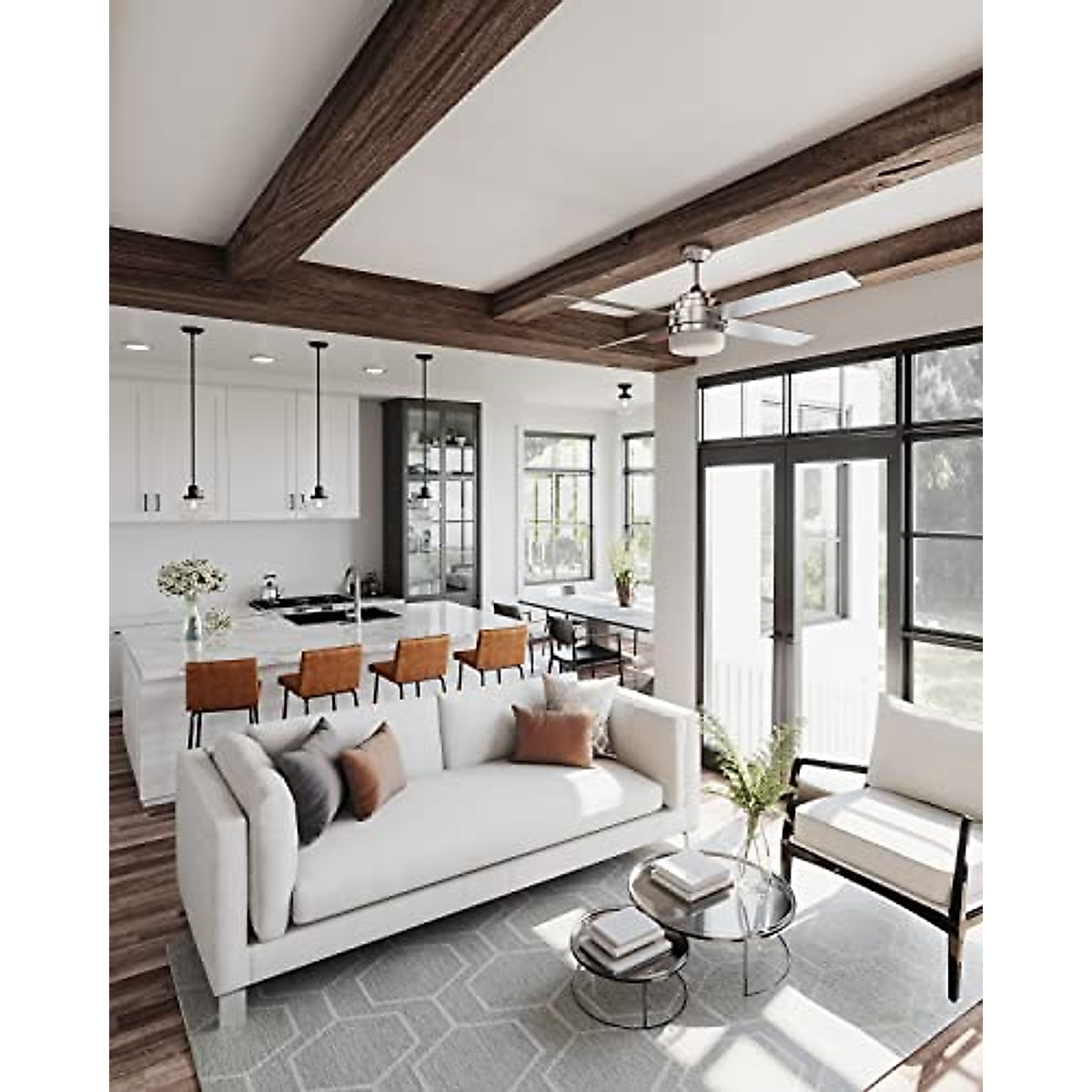 Design House 157354 Cali 52-inch Contemporary Indoor Ceiling Fan with LED Light Kit, Wall Control, Brushed Nickel