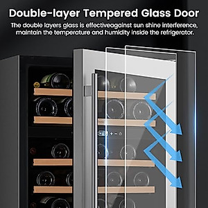 WINEBOSS 24Inch Wine Cooler Refrigerator, 46 Bottle Dual Zone Built-in Under Counter Freestanding Wine Fridge Cooler with Upgrade Compressor Tempered Glass Door Lock, Wine Cellar for Kitchen Bar