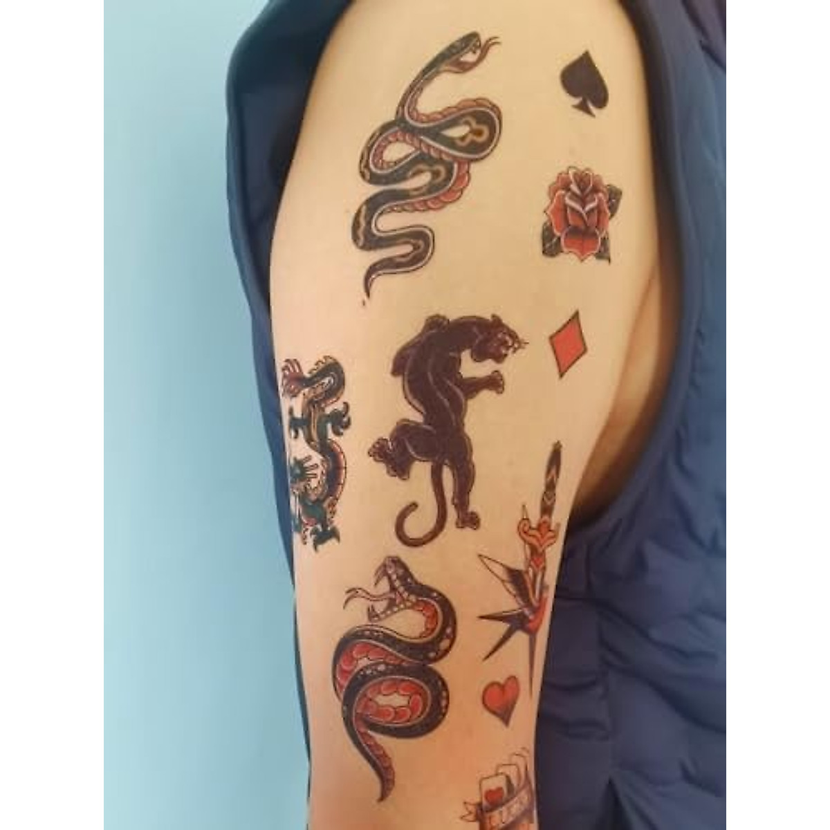 SanerLian Anchor Ship Temporary Tattoo Sticker Waterproof lighthouse Flowers Snake Adult Men Women Body Art 10.5X6cm Set of 24 (SF194)