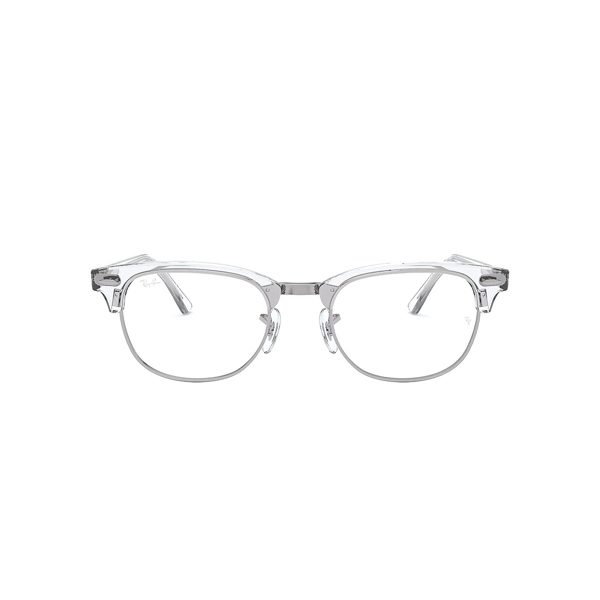 Ray-Ban RX5154 Clubmaster Square Prescription Eyeglass Frames, White Transparent/Demo Lens, 49 mm